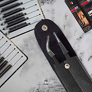 SIVOTE Lash Tweezers for Eyelash Extensions, Hand Calibrated Straight & Curved Tip, Pack of 2, Black