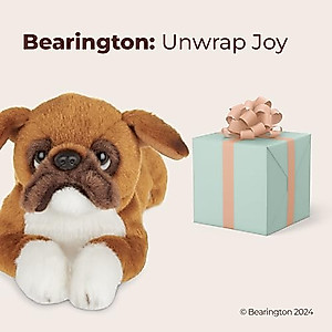 Bearington Boxer Dog Stuffed Animal, Brown and White Plush Faux-Fur, for Puppy Fans and Kids of All Ages- 8 inches (Lil Roscoe)