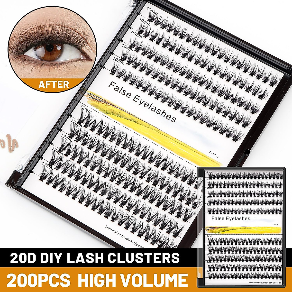 Vayator 10+12mm Mixed 12+14mm Mixed Tray Mink Eyelash Extension Natural 3D Russian Volume Faux Eyelashes Individual 20D Cluster Lashes Makeup (10mm+12mm Mixed)