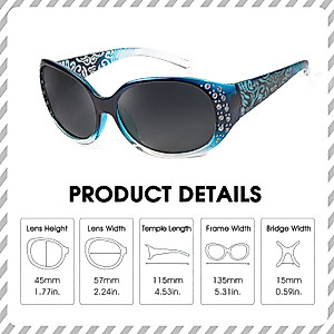 LVIOE Polarized Sunglasses for Women, Rhinestone Wrap Around Sunglasses with UV Protection Lens LS008