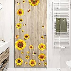 56Pcs Sunflower Butterfly Sticker Sunflower Stickers for Walls Car Sunflower Decorations for Room Yellow Flowers Wall Decor Wall Decor Living Room Stickers for Window