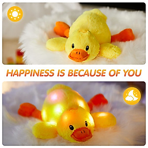Glow Guards 12'' Musical Light Up Yellow Duck Stuffed Animal LED Glowing Singing Soft Plush Toy Pillow Night Lullaby Holiday Birthday Children's Day Gifts for Toddler Kids