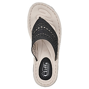 CLIFFS BY WHITE MOUNTAIN Women's Compact Sandal, Black/Nubuck, 9 W