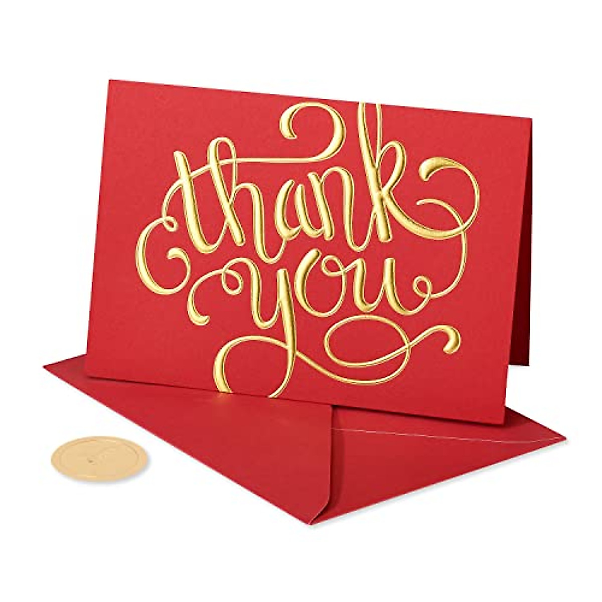 Papyrus Blank Holiday Thank You Cards Boxed with Envelopes, Blank Red and Gold (12-Count)