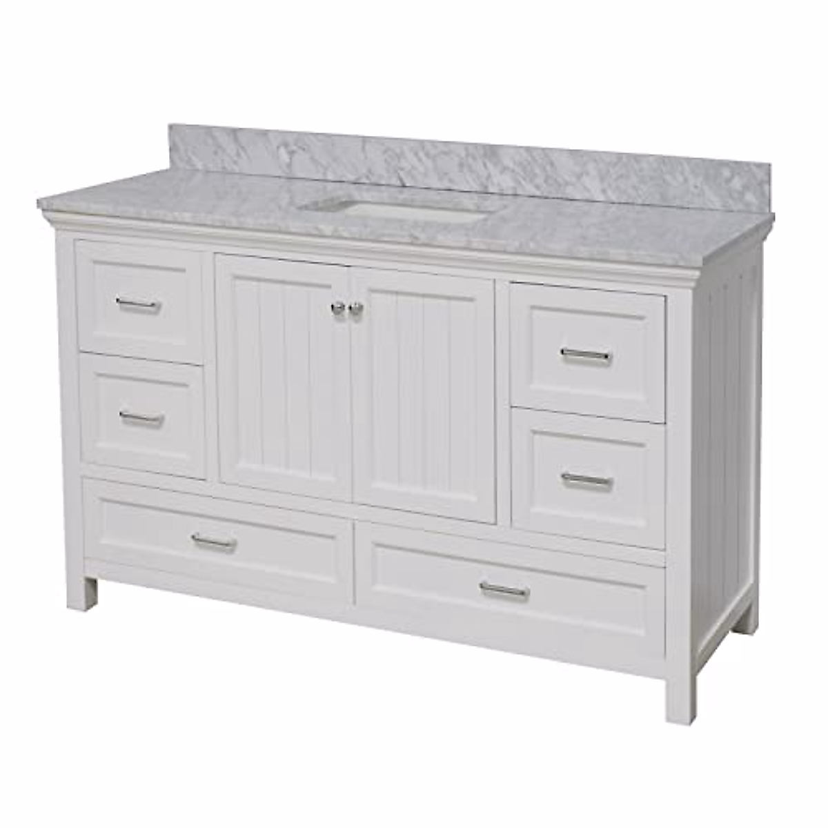 Kitchen Bath Collection Paige 60-inch Single Bathroom Vanity (Carrara/White): Includes White Cabinet with Authentic Italian Carrara Marble Countertop and White Ceramic Sink
