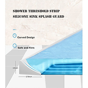 KiaRog 78 Inch Silicone Shower Threshold Water Strip Dam, Waterproof Barrier Splash Guard, Seal for Kitchen Sink, Bathroom, Shower,Public or Business Places (White), 78’’ L x 0.79 W 0.5’’ H