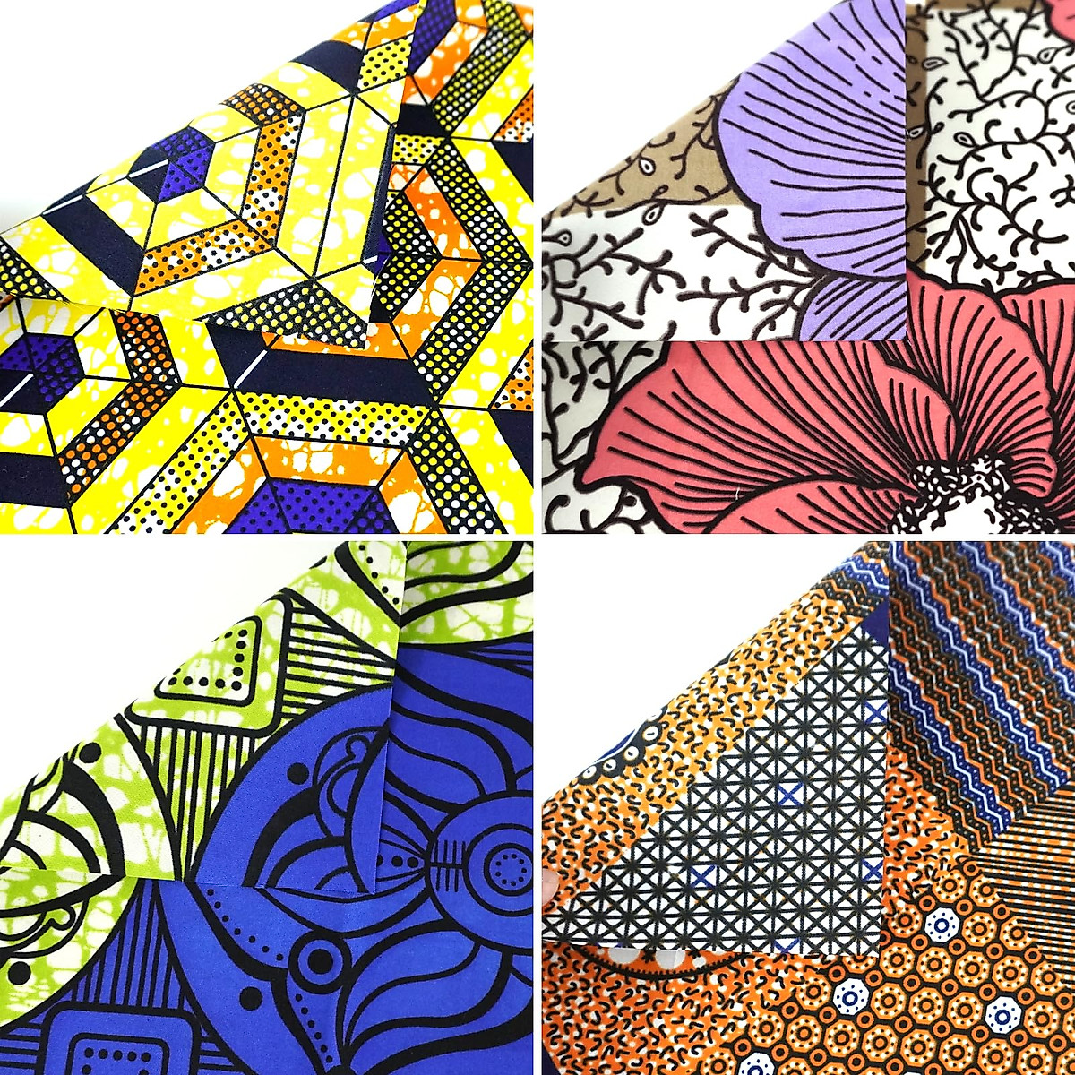 Gnognauq 40 Pieces African Cotton Fabric Quilting Fabric Squares Bundles African Wax Fabric for DIY Sewing Clothes Accessories, 25 x 25 cm