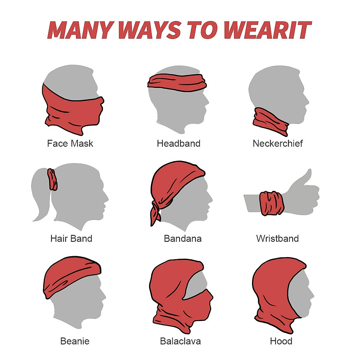 UWSG Neck Gaiter, Magic Scarf, Balaclava Bicycles 3D Print Magic Headband Scarf Sports Headwear Headwrap Tube Mask Multifunction Bandanas Men Women