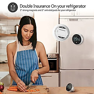 Digital Kitchen Timer, Visual Timer, Magnetic Countdown Countup Timer with Large LED Display, Digital Timer, Handy for Cooking, Exercising, Teaching, Easy for Children and Elderly (White)