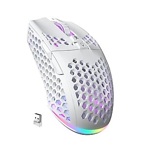 SOLAKAKA SM600 White Wireless Gaming Mouse,8000 DPI Tri-Modes BT5.1/Type-C Wired/2.4G Wireless Mouse with 2 Side Buttons, Programmable Macro Gamer Mouse with RGB Light for Laptop/PC/Mac