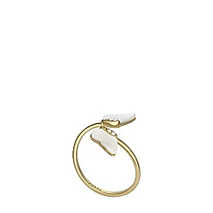 Fossil Women's Stainless Steel MOP Butterfly Ring, Color: Gold (Model: JF04423710)