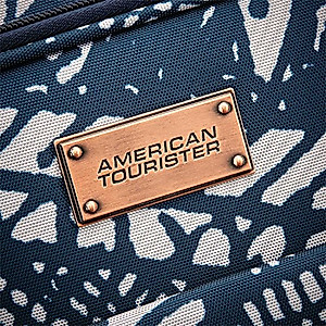 American Tourister Belle Voyage Softside Luggage with Spinner Wheels, Floral Indigo Sand, Checked-Medium 25-Inch