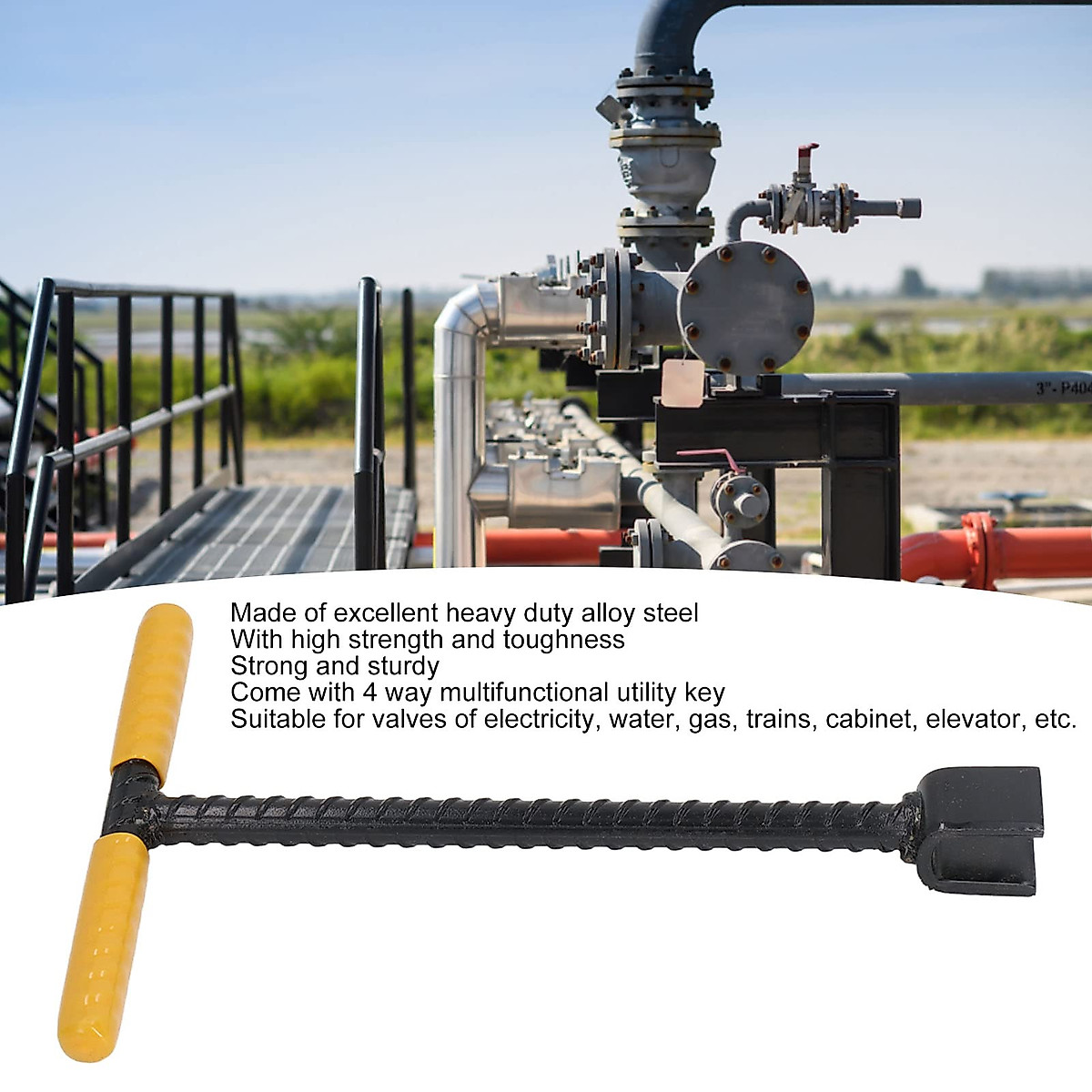 Water Key, Comfortable Grip Alloy Steel T Handle Practical High Hardness Water Valve Wrench for Home