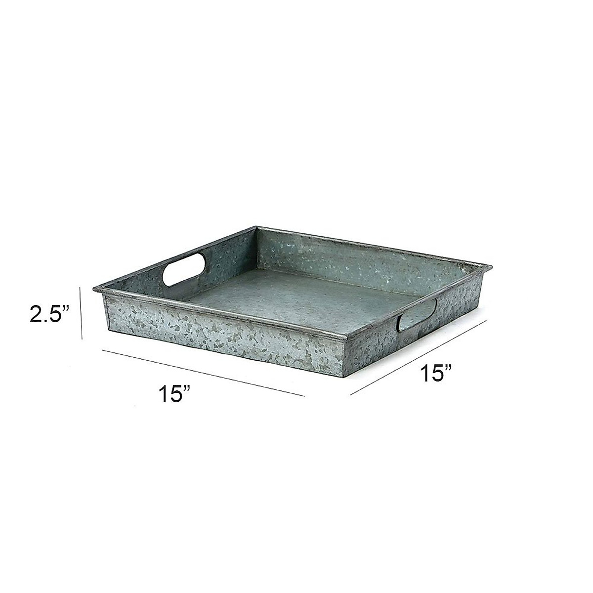 Benzara Square Galvanized Metal Tray with Handle