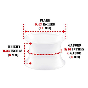 BIG GAUGES 2 Pairs Clear Silicone 0g Gauge 8mm Thin Double Flared Saddle Piercing Ear Stretching Flesh Tunnel Earring Lobe Plugs BG7025