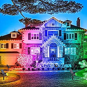 T-SUN Solar Spotlights, Color Changing 7 LED Waterproof Solar Garden Lights, Auto ON/OFF Adjustable Landscape Spot Lights, 2-IN-1 Solar Wall lights for Patio, Yard, Garden, Driveway, Pool Area(2 Pack)