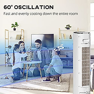 HOMCOM 42" 2-In-1 Evaporative Air Cooler, Portable Cooling Fan for Home Office with 3 Modes, 3 Speeds, Remote Control, Timer, LED Display, 1.3 Gal Water Tank, White