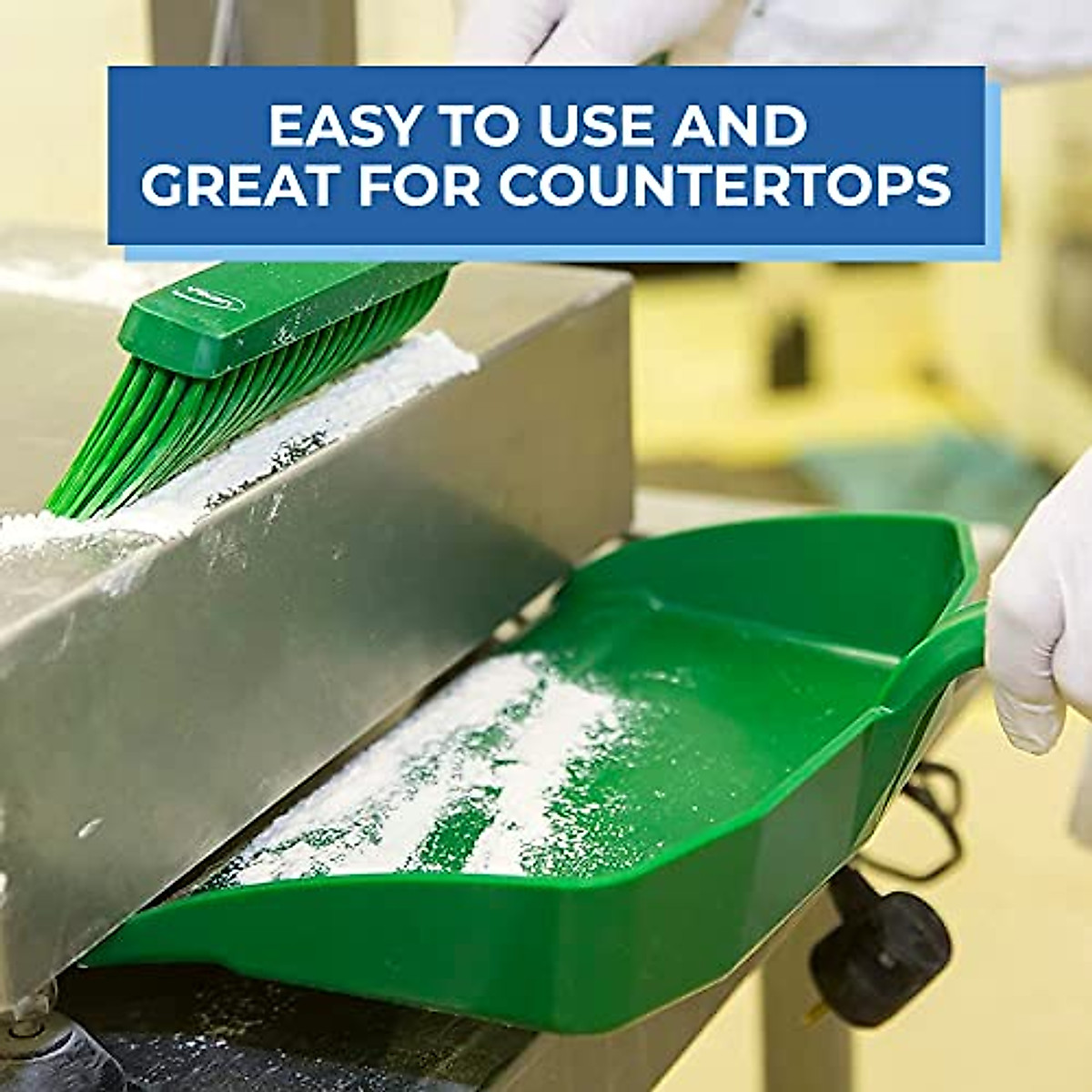 Vikan 45893 Bench Cleaning Brush, Polypropylene/Polyester Medium Bristle Dustpan Brush & Sweeper, 14 Inch, Blue