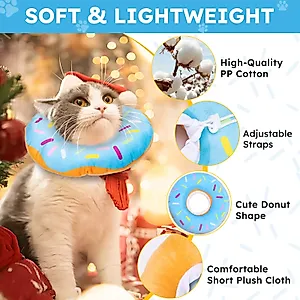 Hpetppy Cat Cone Collar Soft, Cat Recovery Collar for Wound Healing Cute Cat Donut Adjustable Cat Cones to Stop Licking Comfortable Lightweight Neck Elizabethan Collars for Cats Kittens After Surgery