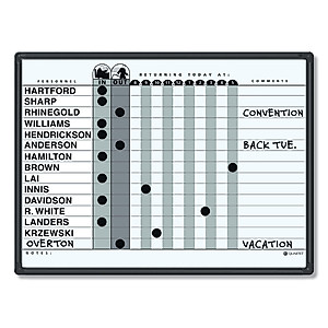 Quartet Grey DuraMax Porcelain In/Out Personnel Board System, 15 Names, 18 x 24 Inches, Black Aluminum Frame (781G)