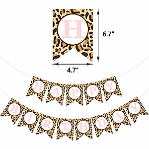 Leopard Birthday Banner Pink Safari Cheetah Party Decoration Animal Balloon Jungle Tropical Forest Party Supplies