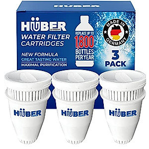 Huber Replacement Brita Water Filter for Pitchers & Dispensers, German Made Months Supply of BPA Free Water Filters, Technology for Superior Filtration & Taste, Compatible with Brita, 3-Pack