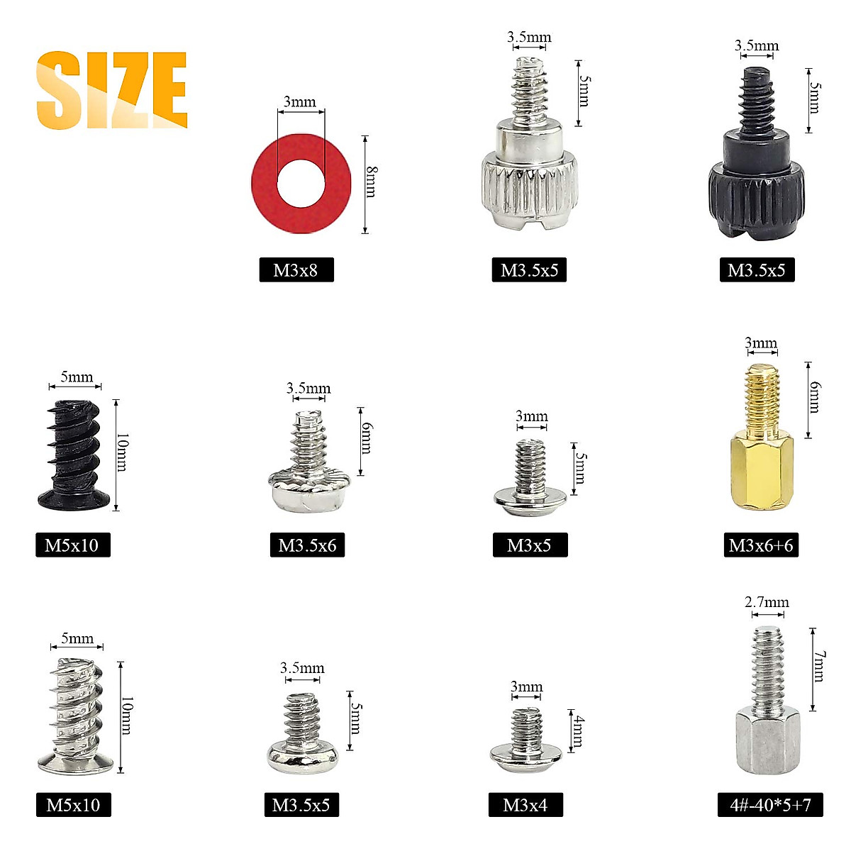 Sutemribor 300PCS Personal Computer Screw Standoffs Set Assortment Kit with a Screwdriver for Hard Drive Computer Case Motherboard Fan Power Graphics