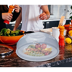 Microwave Splatter Cover for Food Large Microwave Plate Food Cover With Easy Grip Handle Anti-Splatter Lid With Enlarge Perforated Steam Vents,11.5 Inch,BPA Free & Dishwasher Safe