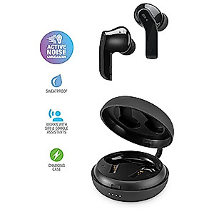 iLive Truly Wire-Free Earbuds with Active Noise Canceling, Charging Case, Includes 3 Set of Ear Tips, Black (IAEBT600B)