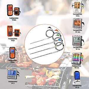 4-Pack Upgraded Replacement Probe Kit for Thermopro TP20 TP930 TP829 TP25 TP27 TP28,Ultra Accurate Fast Meat Temperature Ambient Probe for TP20 TP17 TP-27 TP17H TP930 TP829 TP826 TP28 with Probe Clip