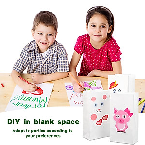 200 Pcs Mini Paper Bags, 1 LB Small Paper Treat Bags Kraft Lunch Bags for Christmas Wedding Favor Grocery Candy Cookie Sandwich Popcorn Bread Snack(White)