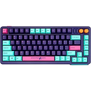 Shurikey 75% Wireless Mechanical Keyboard, Compact 81 Keys Wired Gaming Keyboard (Varmilo EC V2 Sakura Switch) for Windows Mac OS Android, White LED Backlit - Saizo 003