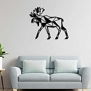 Geometric Deer Metal Wall Art, Metal Wall Sculptures, Metal Hanging Artwork Signs, 3D Wall Silhouette Metal Wall Decor, for Home Office Decoration Sculpture