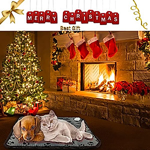 OCSOSO Heated Cat Bed Electric Heating Pad for Cats and Dogs Waterproof Warming Mat Auto-Off,18inch Pet Mat Temperature Adjustable and Constant Heating for Indoor and Outdoor Use