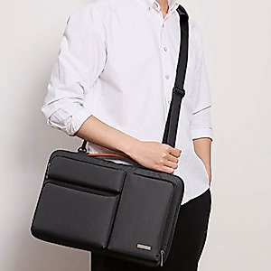 Lacdo 360° Protective Laptop Shoulder Bag, 15-15.6 inch Laptop Sleeve Case Computer Bag Compatible with 15-15.6 Acer HP, Dell, Lenovo, Asus Notebook, Messenger Bag with Handle Water Repellent, Black