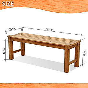 Amazonia SC RINJBENCH Riverside Teak Backless Bench | 51" inch | Ideal for Outdoors, Brown