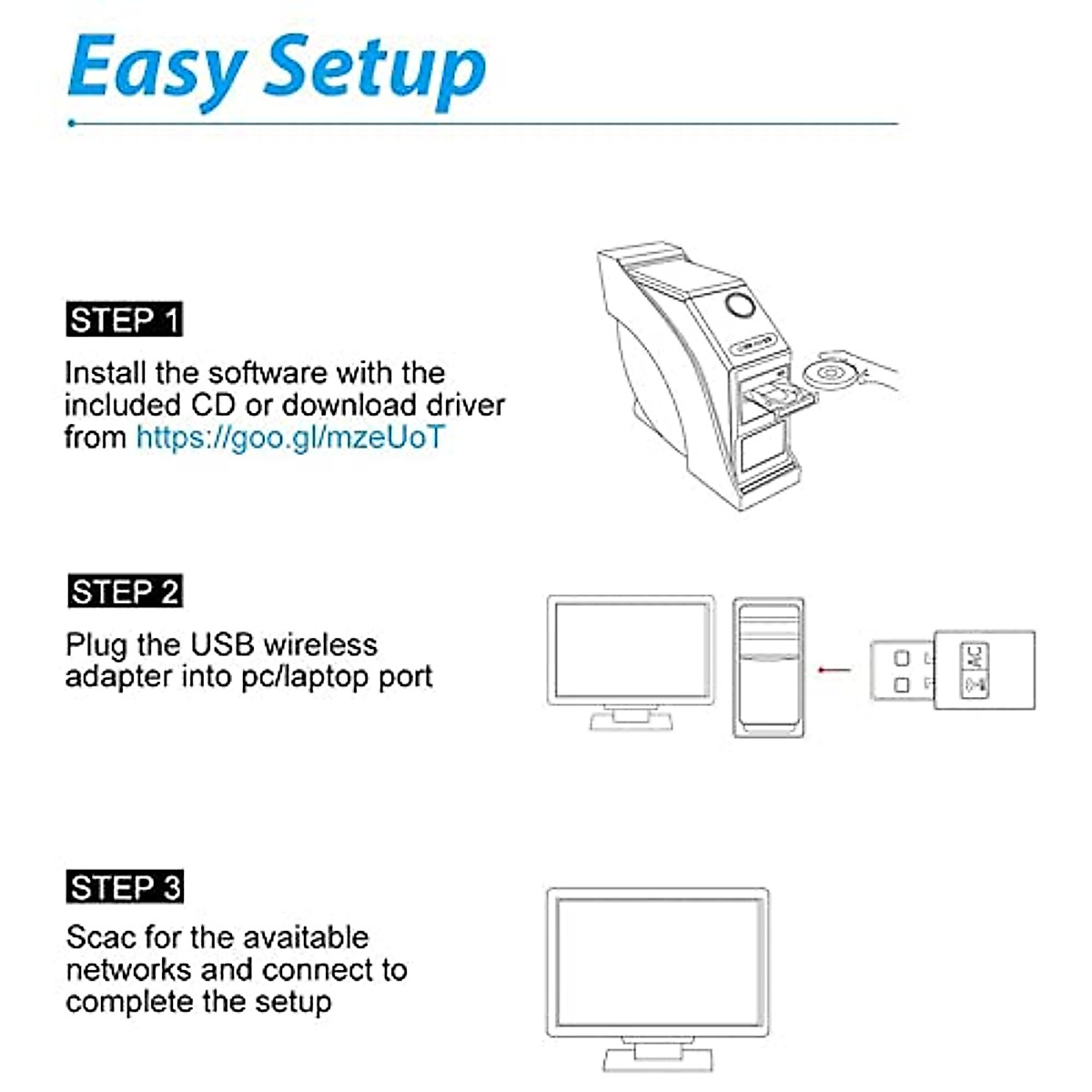 Blueshadow USB WiFi Adapter - Dual Band 2.4G/5G Mini Wi-fi ac Wireless Network Card Dongle for Desktop Laptop PC Support Windows XP Vista/7/8/8.1/10 (USB WiFi 600Mbps)