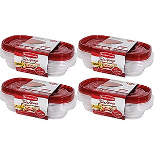 Rubbermaid Take Alongs Food Storage Container, 4-Cup Rectangle, Set of 12, (12 Pack), Red