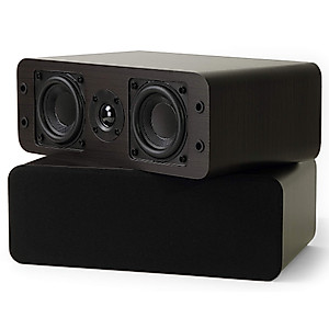 Micca OoO Passive Slim Bookshelf Speakers with 3-Inch Woofers and Silk Tweeter, Thin Design Under 4" Wide, for Desktop Stereo or Home Theater Surround Sound, Wall Mountable, Pair, Dark Walnut