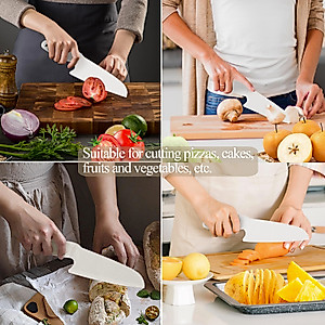 Safe Nylon Knife for Kids, Professional Plastic Knife for Cutting Lettuce, Heat-resistant Kitchen Knife for Nonstick Pans, Best as Bread Knife, Fruit Knife etc. (Flat-White)