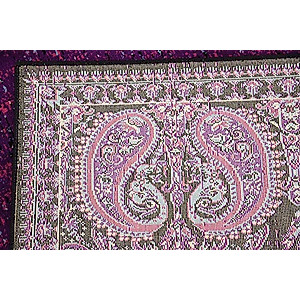 Unique Loom Imperial Collection Paisley, Distressed, Border, Vintage, Modern, Abstract Area Rug, 3 ft x 9 ft 10 in, Lilac/Black