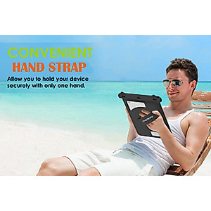 MoKo Waterproof Tablet Case, Tablet Pouch Dry Bag for iPad Mini 6, iPad 9, iPad 9.7 6/5/4/3/2, iPad Pro 9.7, iPad Air 5 10.9/3/2, Samsung Tab S4/ S3/ S2/Tab A 9.7, Galaxy Note 8, Tab E 9.6