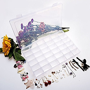 Gospire 36 Grids Clear Plastic Jewelry Box Organizer Storage Container with Removable Dividers (36 Grids - Clear)