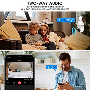 EVERSECU 4Pack HD 1080P Wireless Light-Bulb Security Camera, Work with 2.4ghz&5ghz WiFi, Motion Auto Tracking, 2 Way Audio, Spotlight Night Vision, E27 Screw-in CCTV Camera (4pcs)