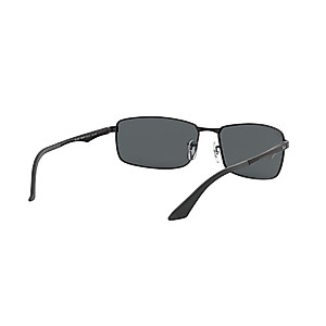 Ray-Ban Men's RB3498 Rectangular Sunglasses, Matte Black/Polarized Grey, 64 mm