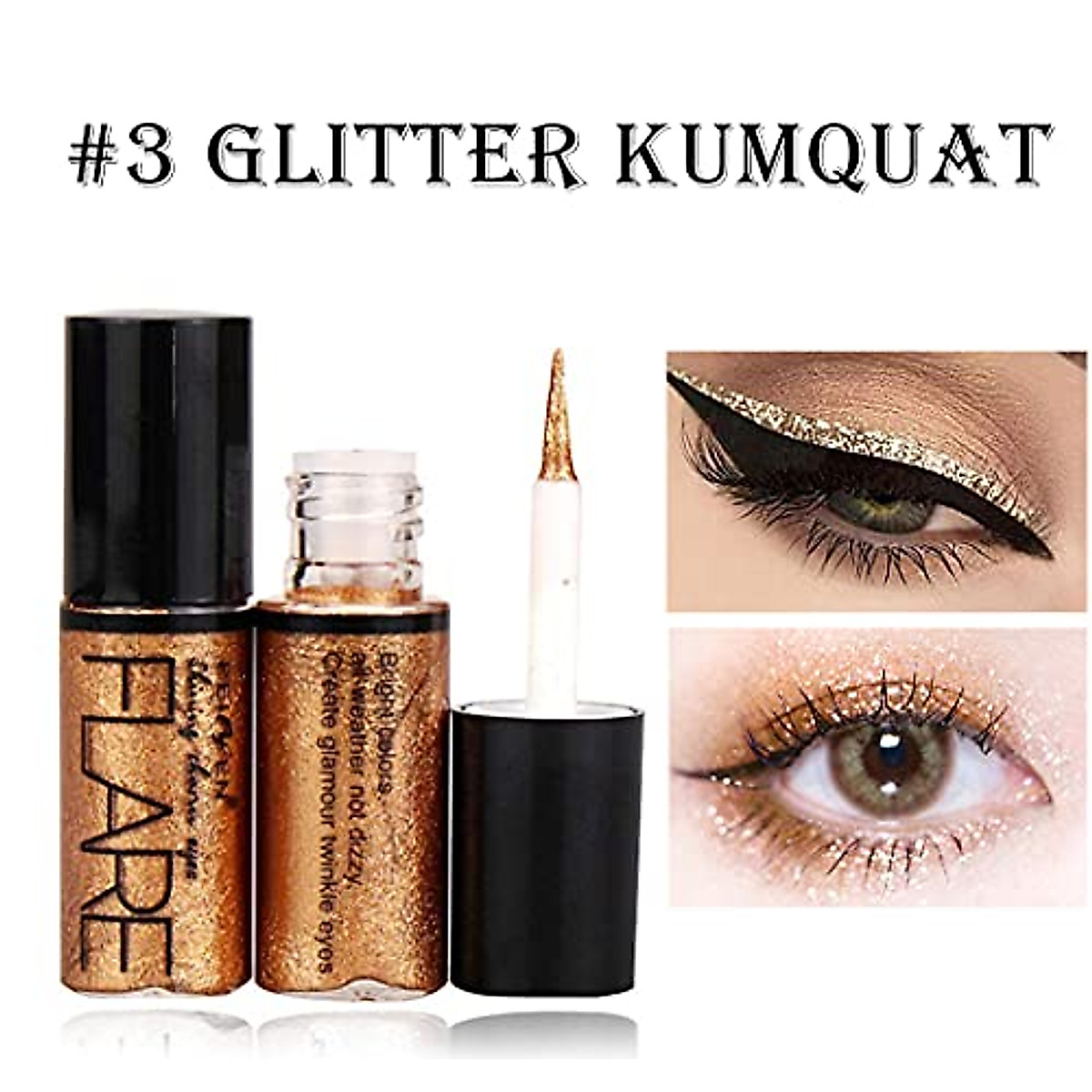 ETEDES Glitter Eyeshadow liquid Eyeliner, Long Lasting Waterproof Shimmer Metallic Glitter Eyeshadow 4 clours (Styles #2)