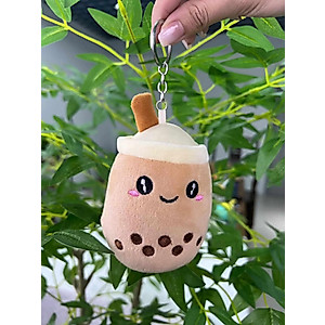 Lefe Liee cute boba plush keychain for girls, kawaii bubble tea key chains for backpacks, boba tea squishmallow plushies accessories stuff, boba themed gifts