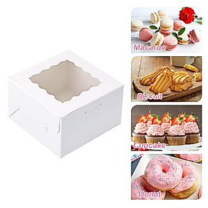 Moretoes 80pcs Small Cookie Boxes 4x4x2.5in White Bakery Boxes with Window Treat Boxes Cake Boxes for Dessert Pastry Macaron