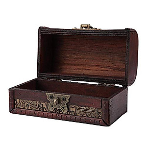 FTVOGUE Egyptian Wooden Antique Old Jewelry Storage Box Trinket Box Shooting Furnishings Props Handmade Crafts (#1: Password lock S)