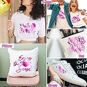 WRAPXPERT Foil HTV Soft Metallic Heat Transfer Vinyl Roll Chrome 12" x 5ft Iron on Vinyl for Shirts, Easy to Cut and Transfer for Garments, DIY T-Shirts,Rose Pink